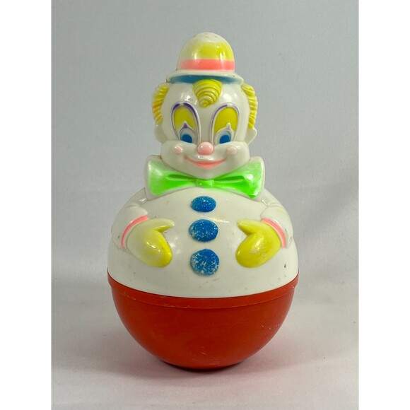 Source Unknown | Toys | Vintage Creepy Clown Roly Poly Retro Baby Toy ...